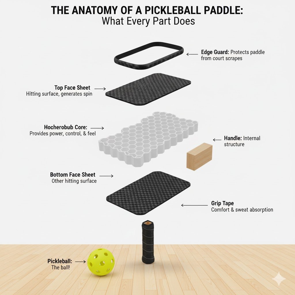 The Anatomy of a Pickleball Paddle: What Every Part Does - lixisports